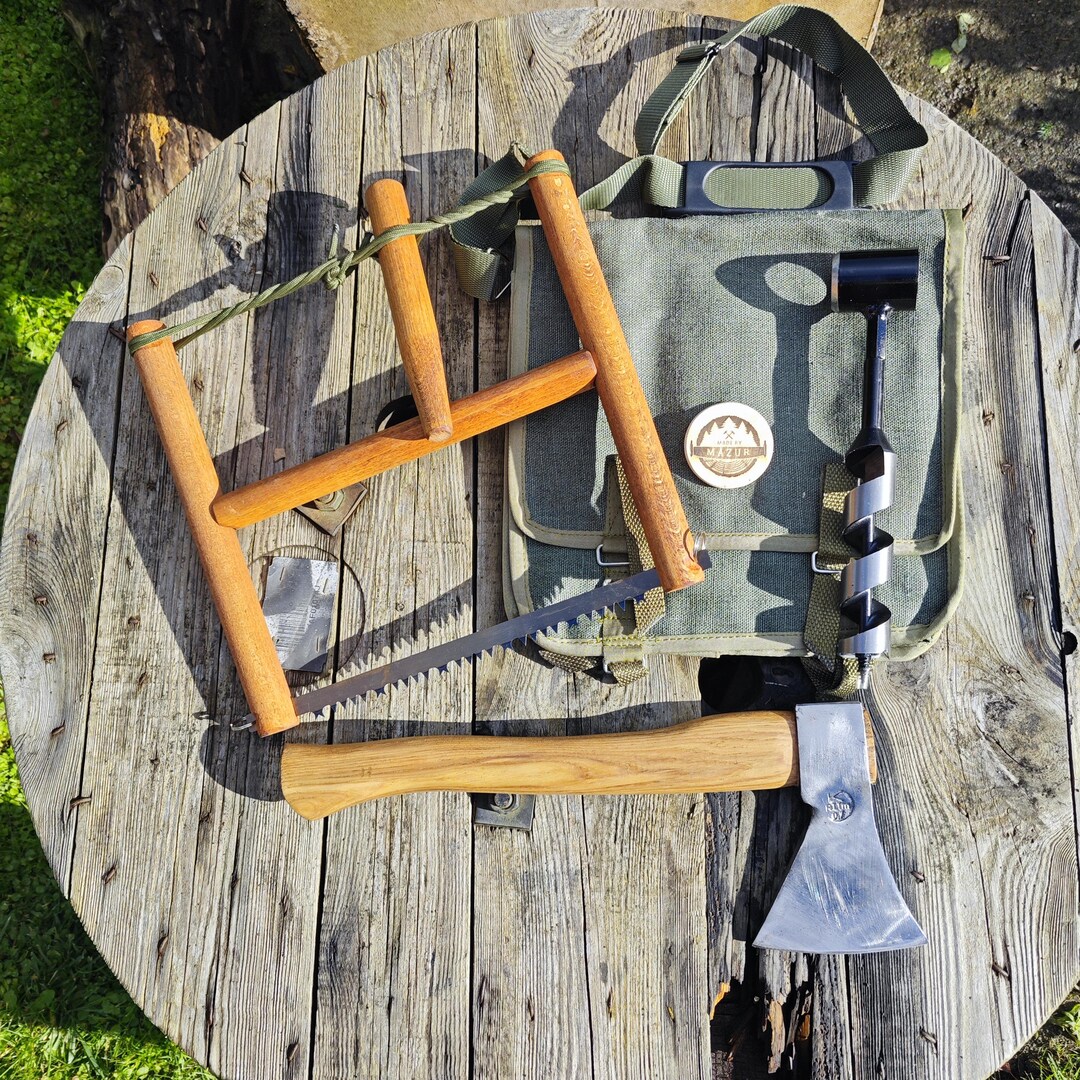 Pioneer Trapper Kit Bushcraft Survival Ax Vintage Retro Haversack ...