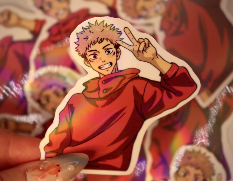 Jujutsu Anime JJK Manga Peace-sign Sorcerer Holographic Vinyl Sticker ...