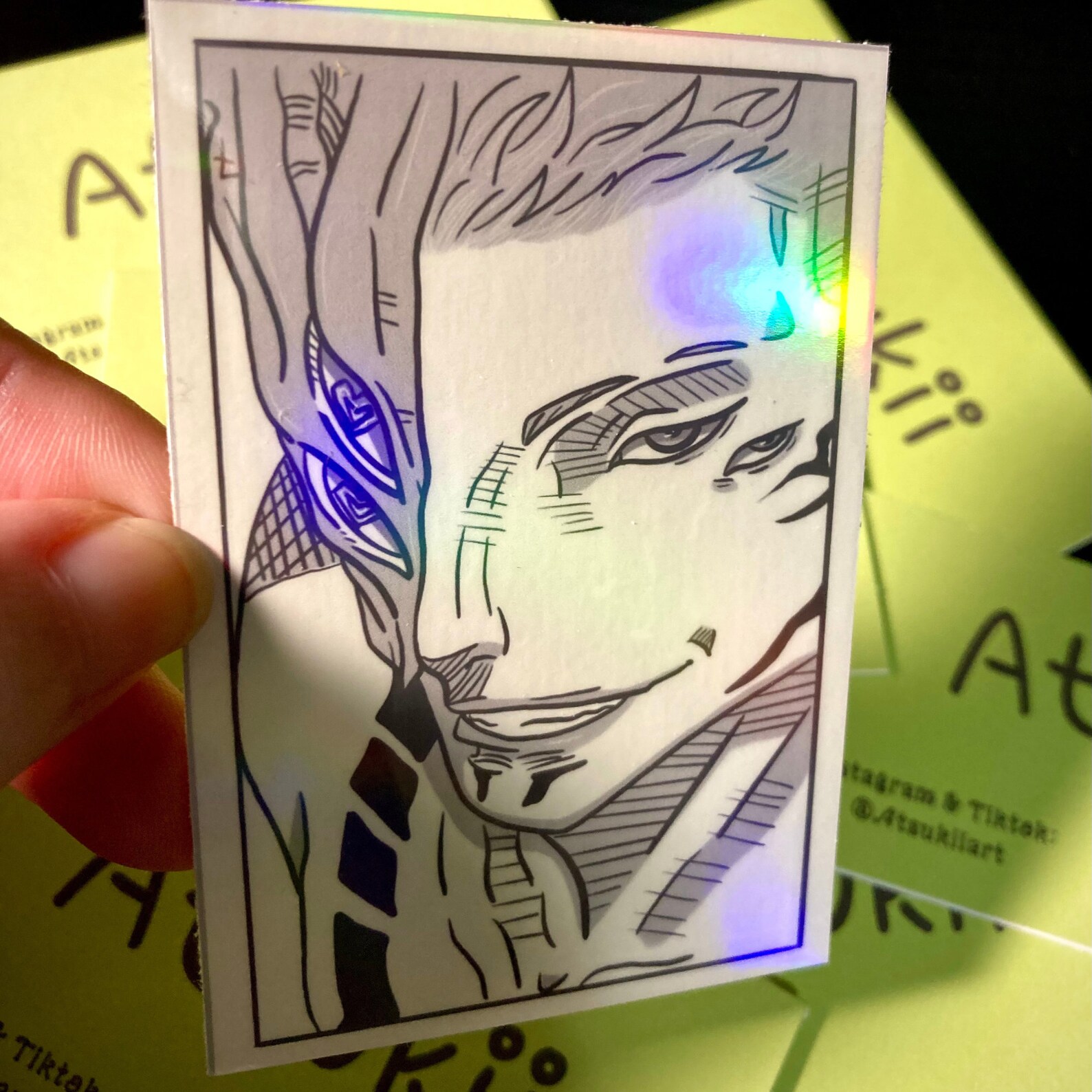 Heart-eyes King of Curses Manga Panel Redraw Holographic Vinyl Stickers ...