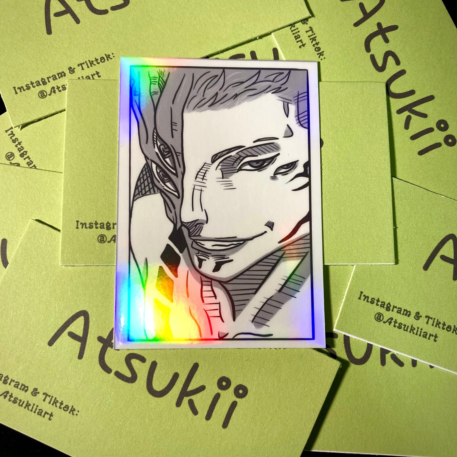 Heart-eyes King of Curses Manga Panel Redraw Holographic Vinyl Stickers ...