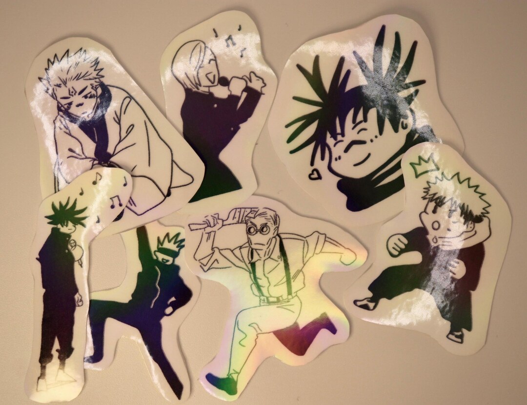 Jujutsu Anime JJK Chibi Manga Vinyl Holographic Sticker Gift Pack of ...