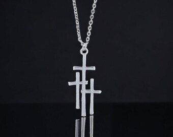 Triple Cross Pendant & Chain Sterling Silver Hand Made - Etsy