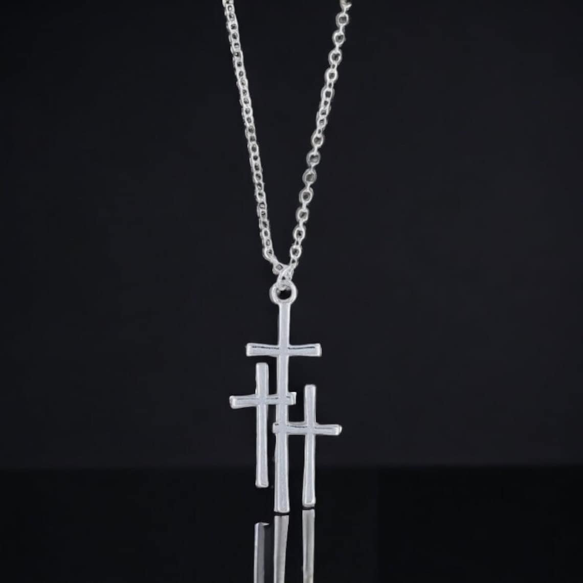 Triple Cross Pendant Necklace Sterling Silver Silver Cross Necklace for ...