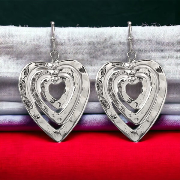 Three Heart Earrings - Etsy