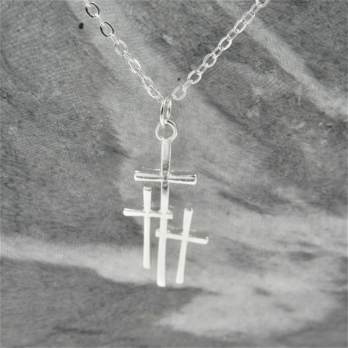 Triple Cross Pendant Necklace Sterling Silver Silver Cross Necklace for ...
