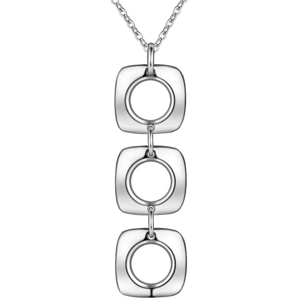 Square Pendant Necklace and Earrings Set Sterling Silver, Gift for ...