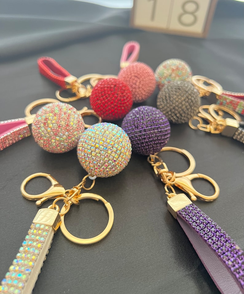 Rhinestone Ball Keychain Bling Keychain Christmas Gift - Etsy