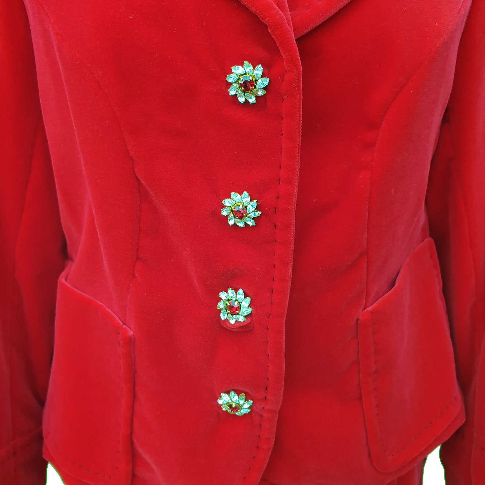 Woman's Two Piece Red Velvet Costume Red Velvet Jacket and Skirt ...