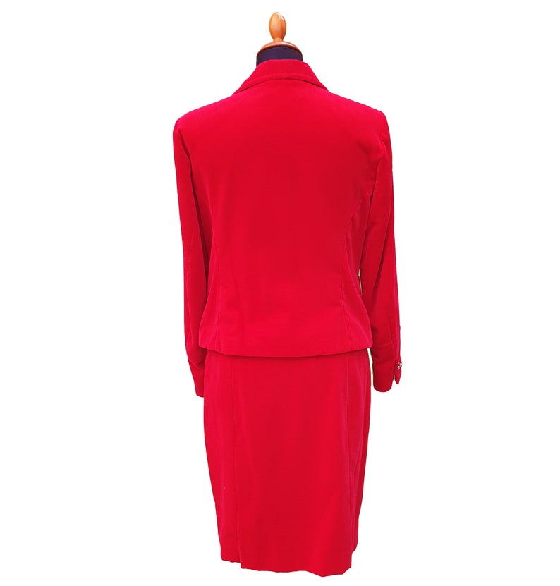 Woman's Two Piece Red Velvet Costume Red Velvet Jacket and Skirt ...