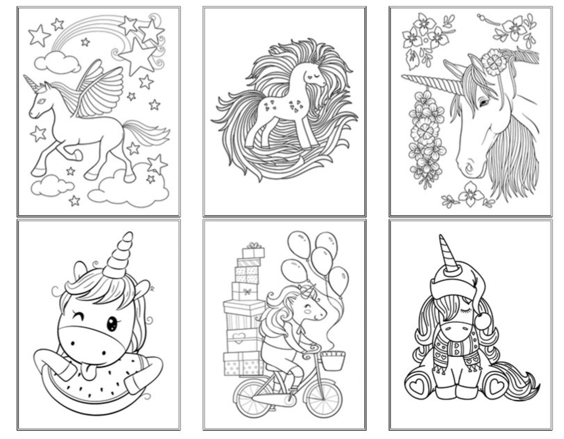 Coloring Pages, Unicorn, Party Games, Homeschool Printable - Etsy