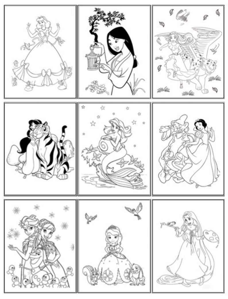 Coloring Pages, Princess, Party Games, Homeschool Printable - Etsy
