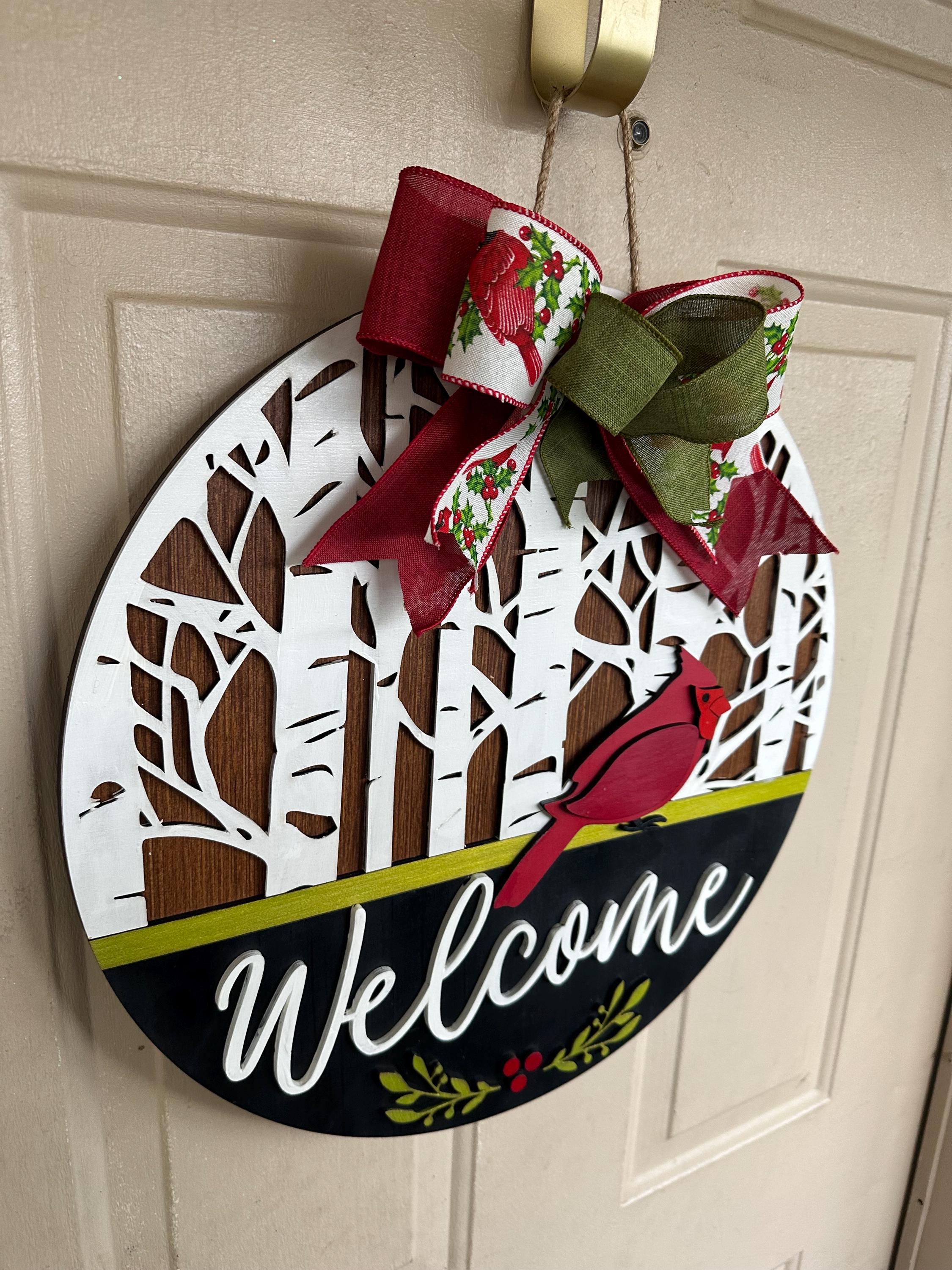 Welcome, Cardinal Door Hanger - Etsy