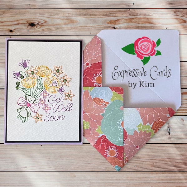 Embroidered Get Well Card - Etsy