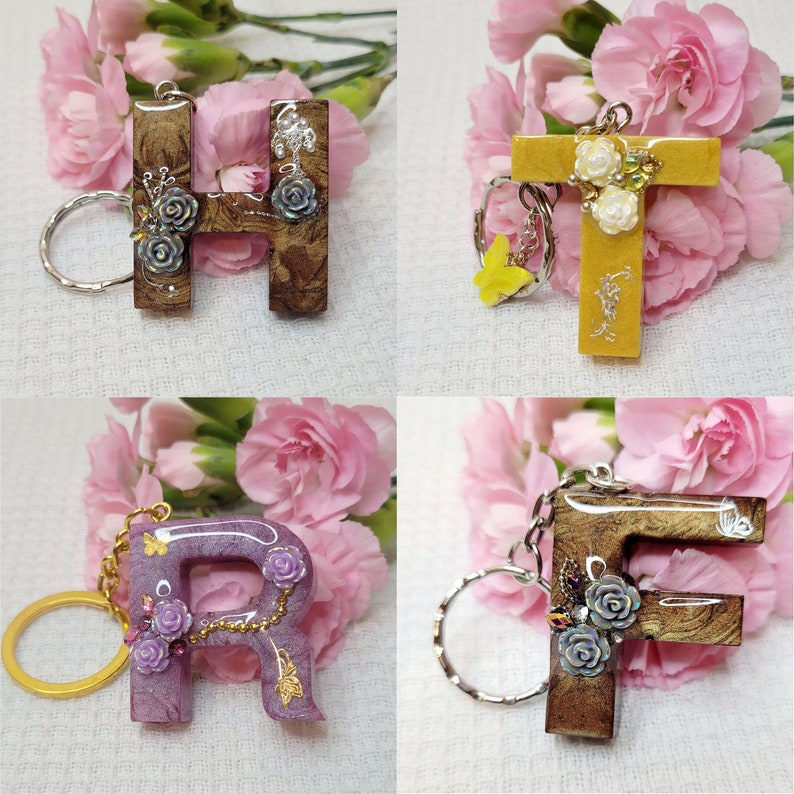 Resin Letter Keychain Fully Decorated by Hand Personalised - Etsy