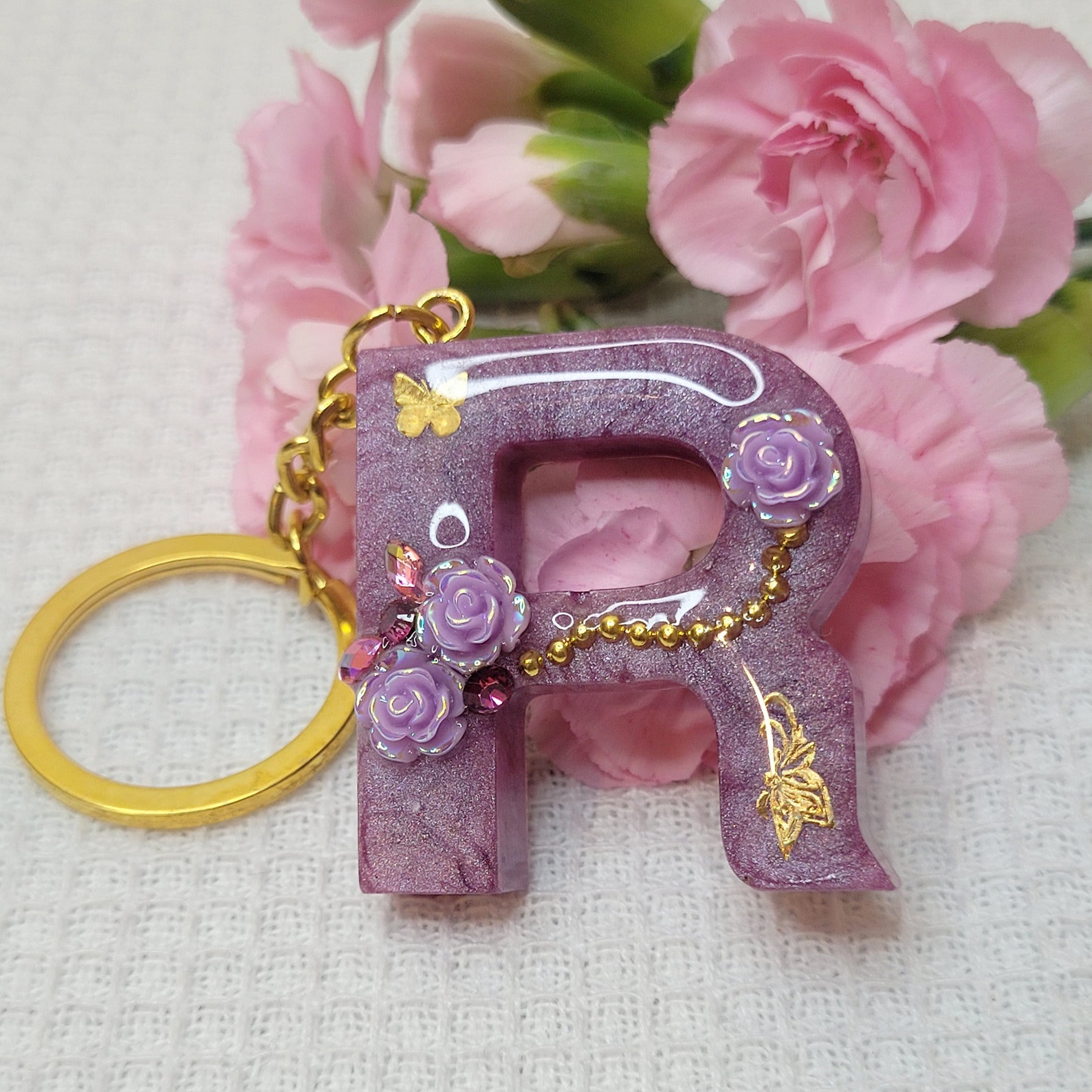 Resin Letter Keychain Fully Decorated by Hand Personalised - Etsy