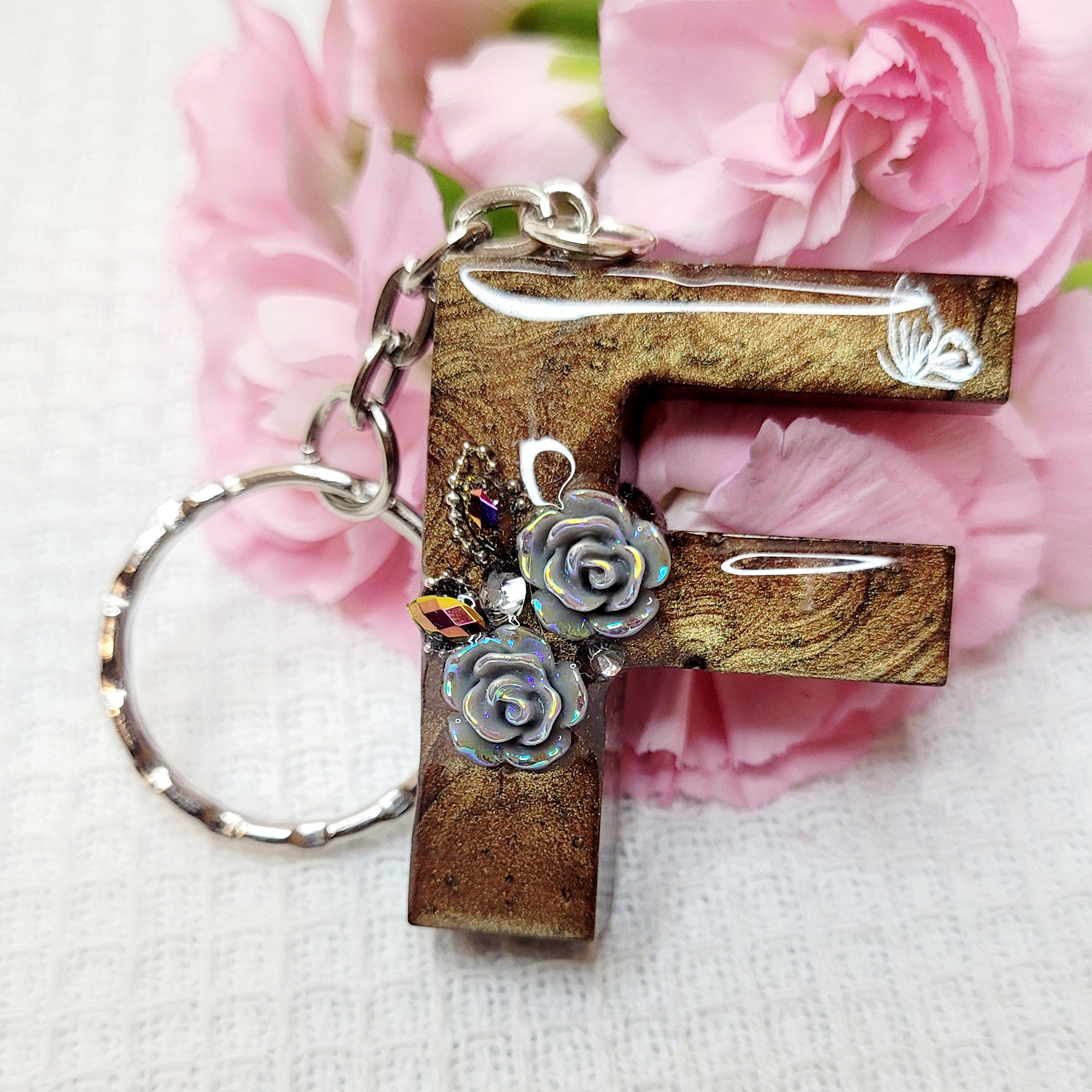 Resin Letter Keychain Fully Decorated by Hand Personalised - Etsy