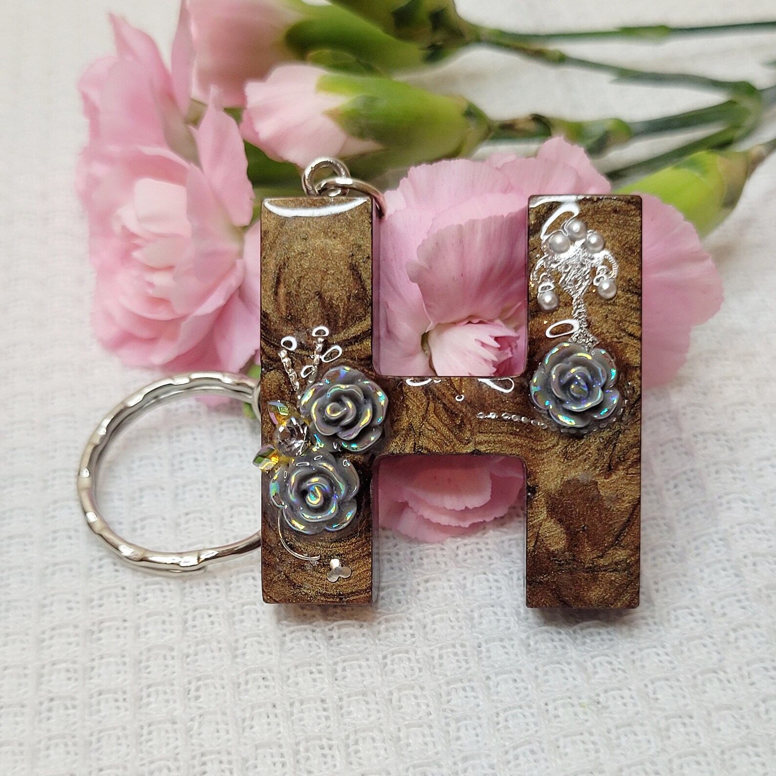 Resin Letter Keychain Fully Decorated by Hand Personalised - Etsy