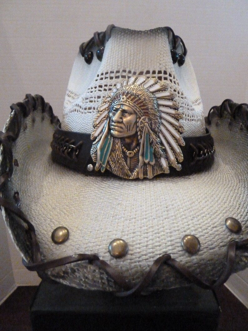 Native American Hat Cowboy Cowgirl Straw Black Western - Etsy