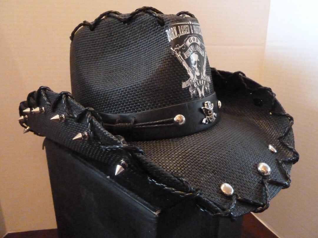 God, Guns, Guts and Glory Hat. Heavy Metal Cowboy Hat, Cowgirl, Straw ...
