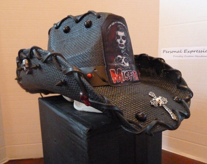 Misfits, Hat, Shirt, Cowboy, Cowgirl, Straw, Black, Rocker, Punk, Patch ...