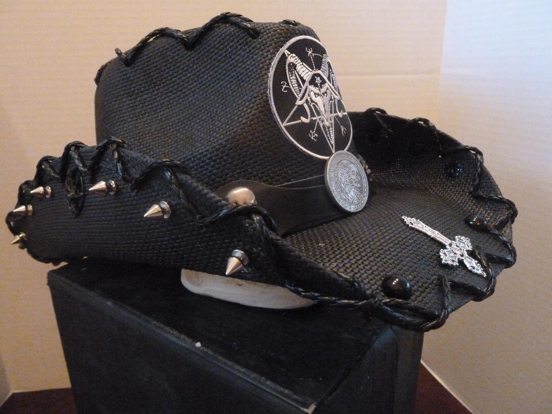 Satanic, Anti-christ, Blasphemy, Hat, Shirt, Cowboy, Straw, Black ...