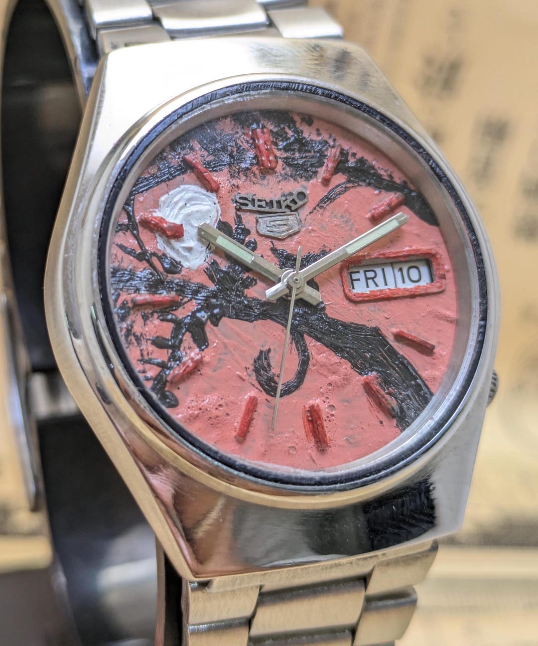 Rare Vintage Seiko 5 Custom Hand Made Painting Dial Automatic Date ...
