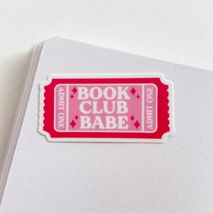Book Club Babe Admit One Ticket Sticker, Water Bottle Sticker, Cute ...