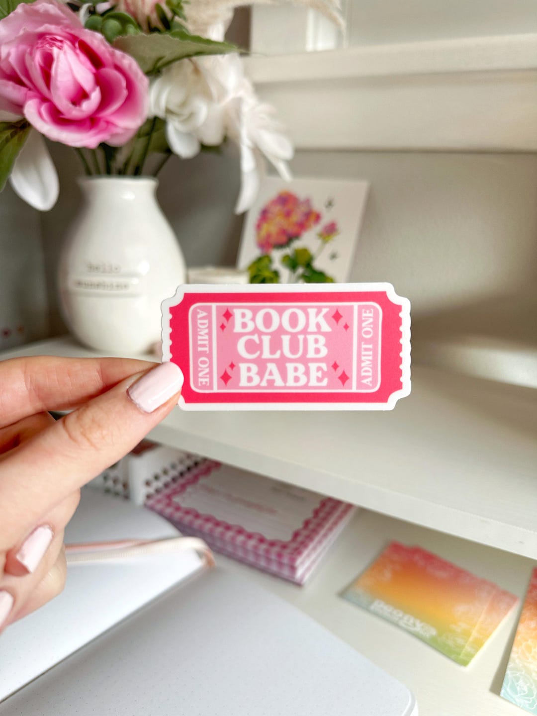 Book Club Babe Admit One Ticket Sticker, Water Bottle Sticker, Cute ...