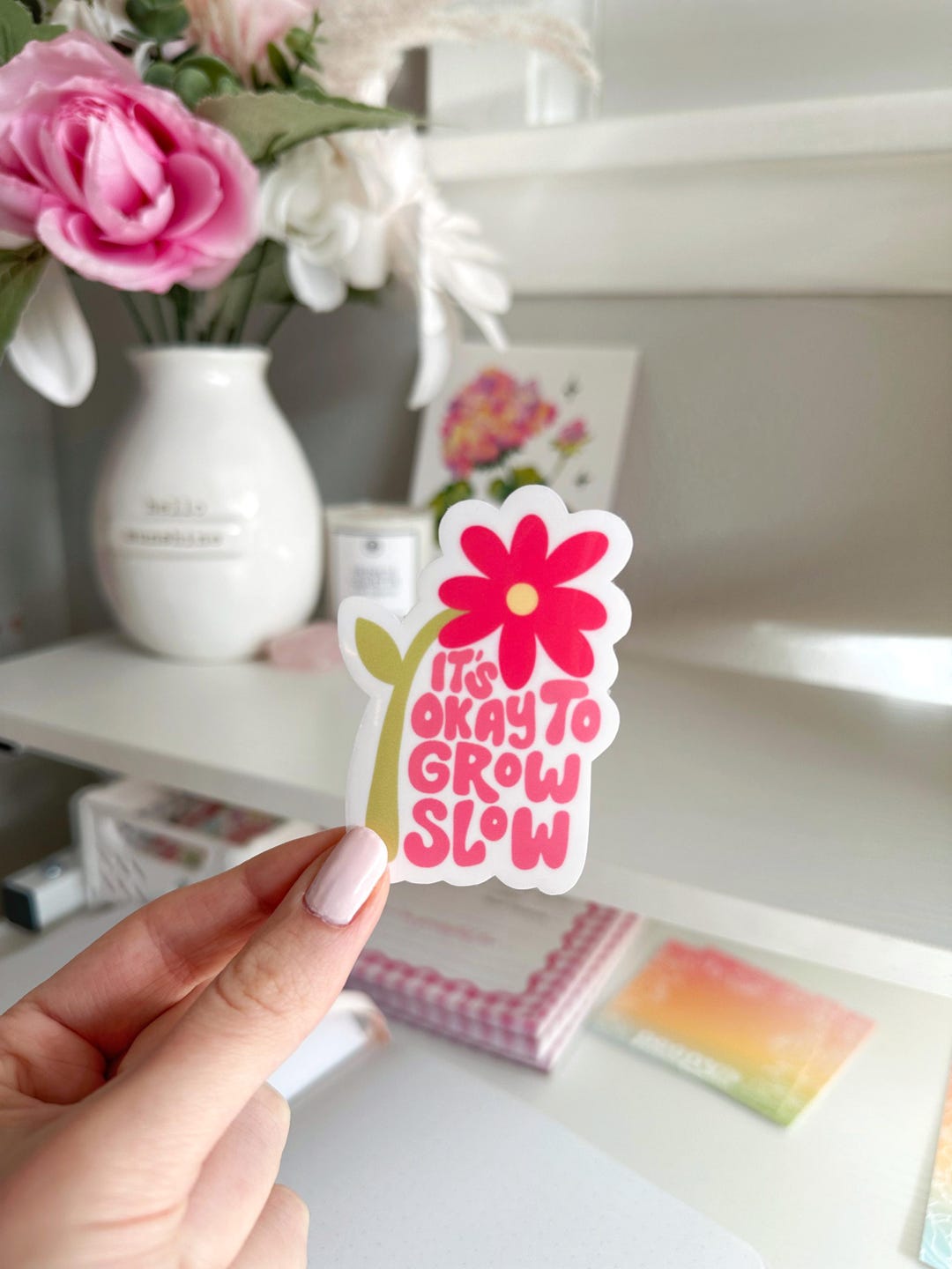 It's Okay to Grow Slow Vinyl Sticker, Water Bottle Sticker, Laptop ...