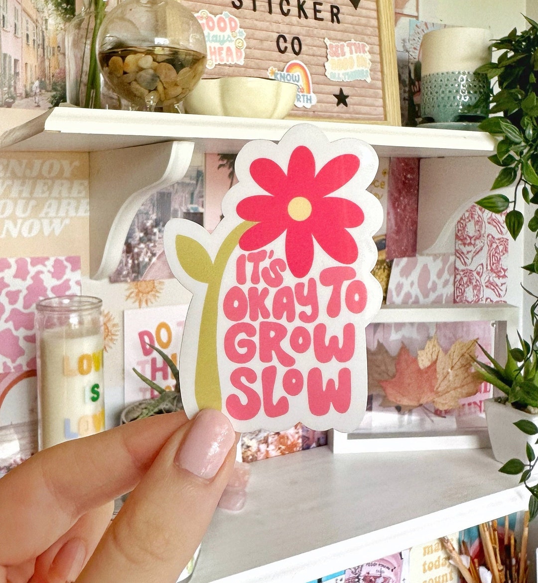 It's Okay to Grow Slow Vinyl Sticker Water Bottle - Etsy