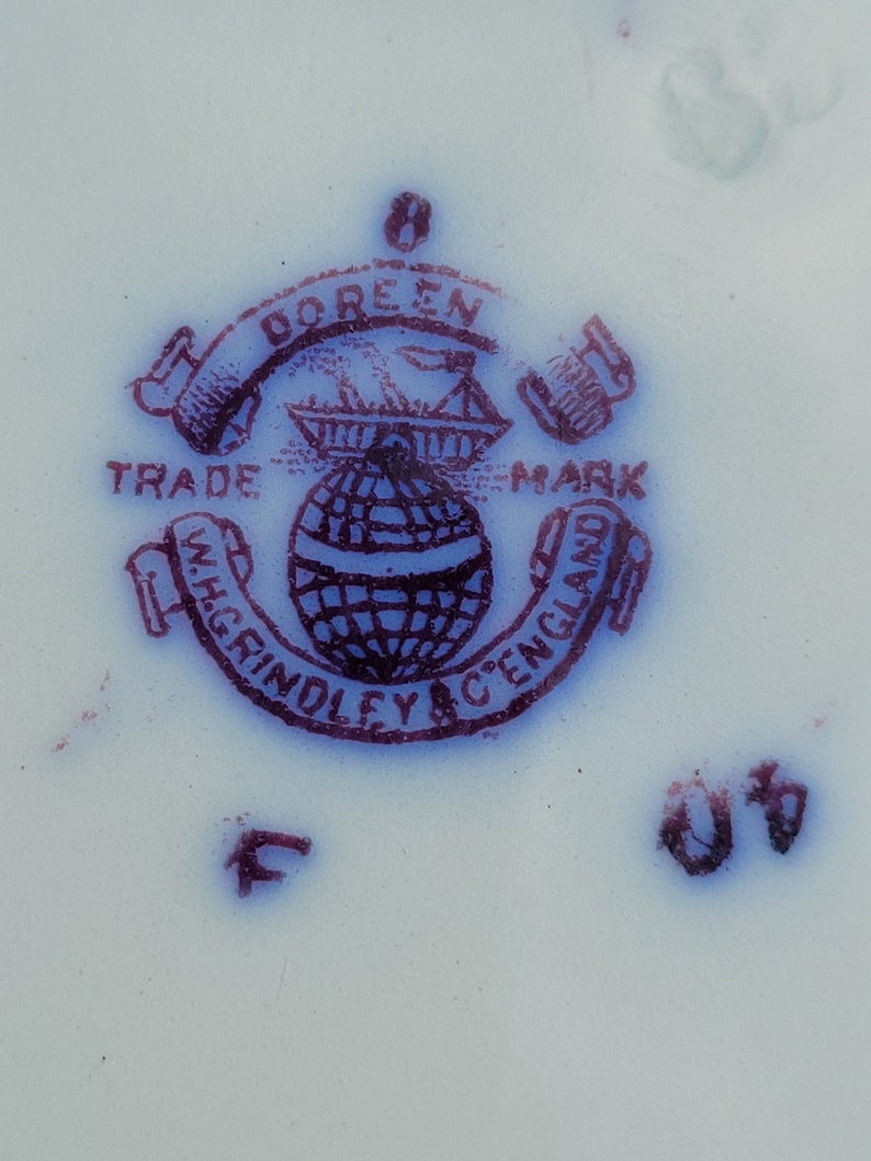 W.H. Grindley & Co Doreen Pattern Flow Blue Wash Basin - Etsy