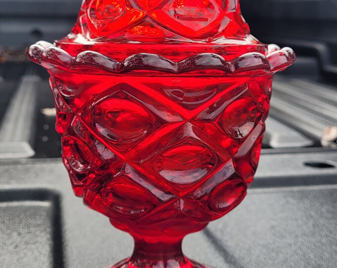 Viking Ruby Red Glass Covered Candy Dish - Etsy