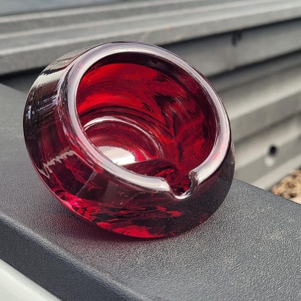 Red Glass Ashtray - Etsy