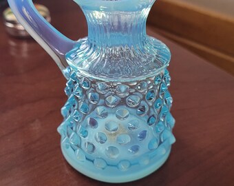 Fenton Blue Hobnail Pitcher - Etsy