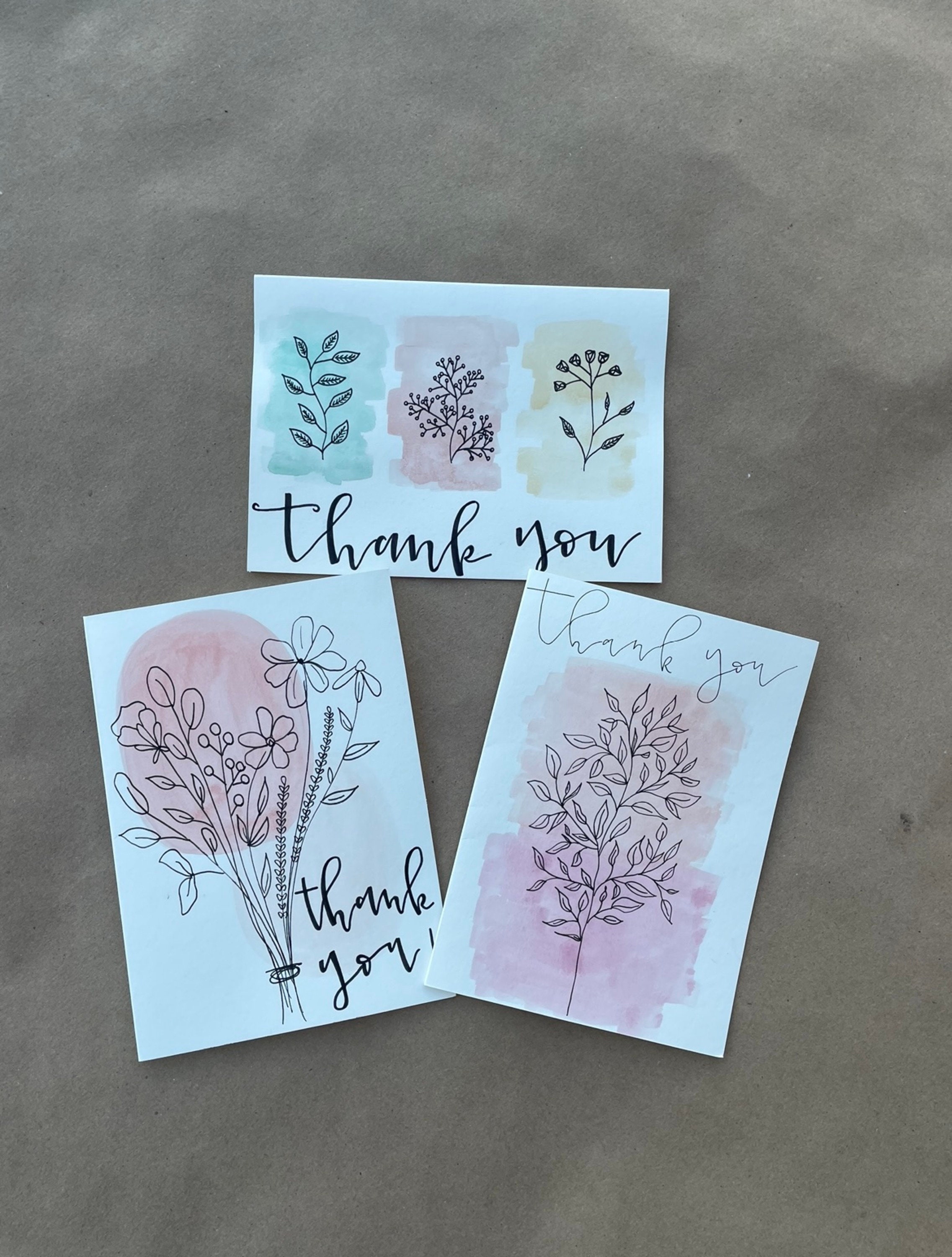 Hand-made Water Color Thank You Card - Etsy