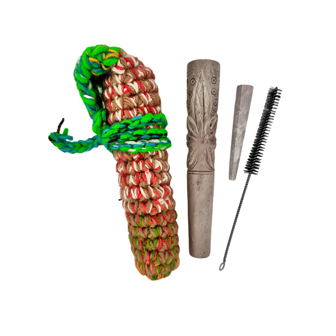Chillum SOAPSTONE Indian Smoking Pipe Kit With Handmade Recycled Knit ...