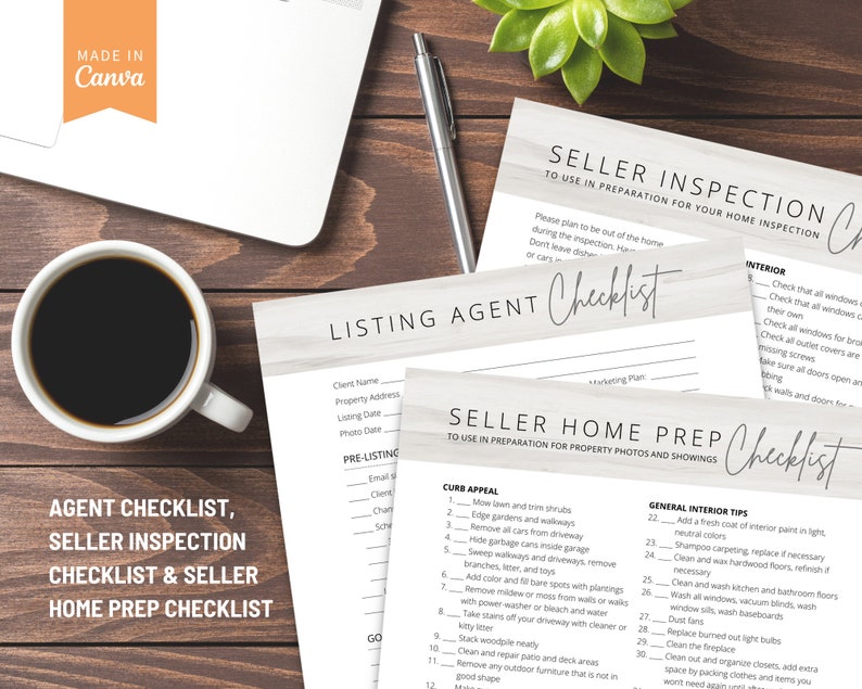 Real Estate Agent Checklist Bundle - Home Prep Checklist, Inspection ...