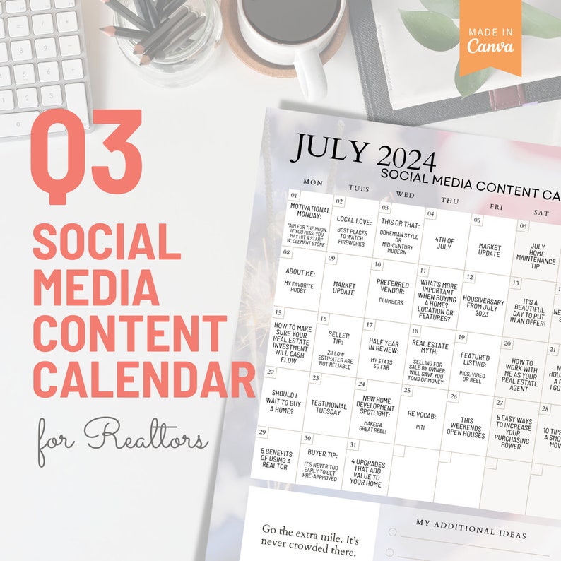 2024 Real Estate Social Media Planner, July, August, September ...