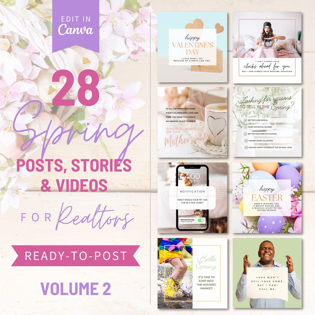 Spring Realtor Social Media: Canva Templates, Posts, Stories & Videos ...