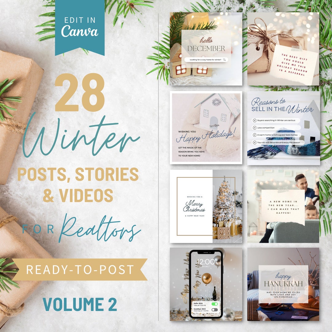 Winter Real Estate Instagram Posts, Christmas, New Years, Hanukkah ...