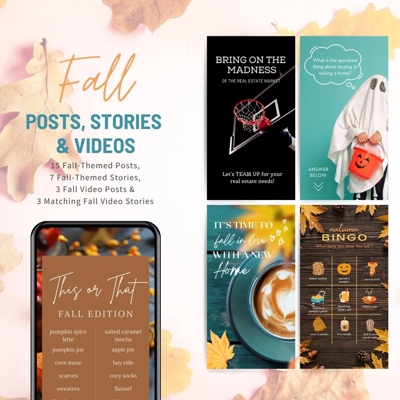Fall Real Estate Social Media Posts: Canva Templates (digital Download ...