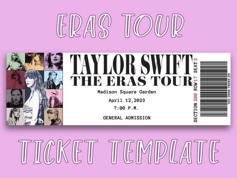 Taylor Swift Eras Tour Printable Ticket digitale Download - Etsy Österreich