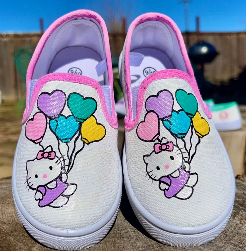 Hand Painted Hello Kitty Shoes Kids - Etsy