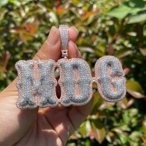 Iced Out Charms Two Tone Hip Hop Jewelry, Customize Any Letters, VVS ...