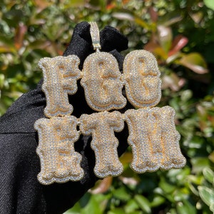 Iced Out Charms Two Tone Hip Hop Jewelry, Customize Any Letters, VVS ...