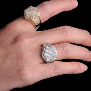 Hexagon Edition Full of Ice Luxury Style Ring - Etsy