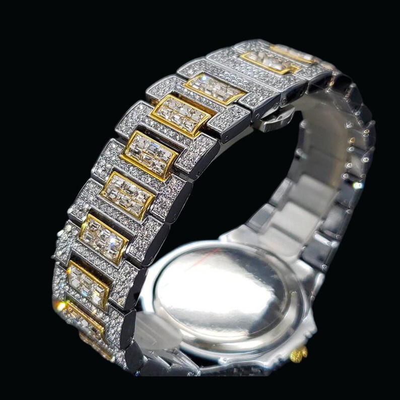 18K Gold Plated Watch Men's Iced Out Luxury Watch - Etsy