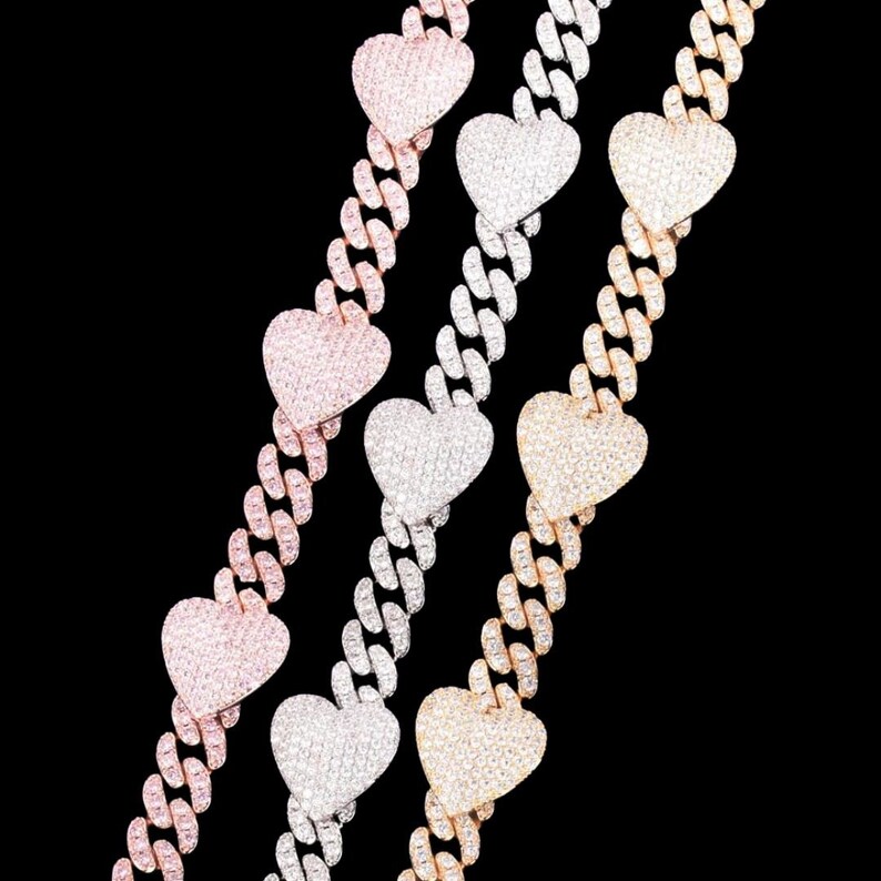 10MM Limited Miami Cuban Link Chain With Heart Iced Out Chain - Etsy