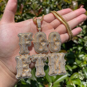Iced Out Charms Two Tone Hip Hop Jewelry, Customize Any Letters, VVS ...