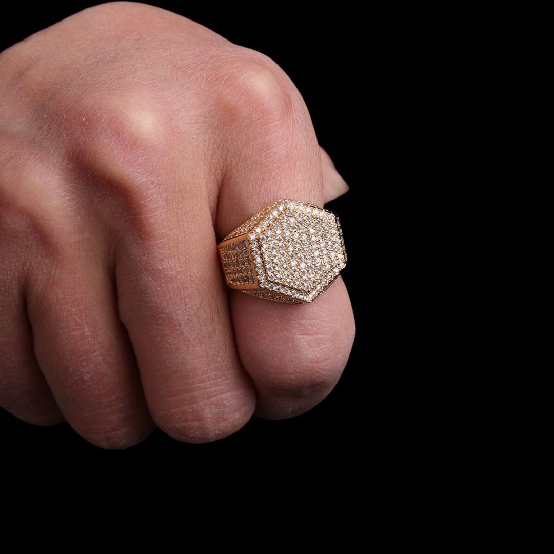 Hexagon Edition Full of Ice Luxury Style Ring - Etsy
